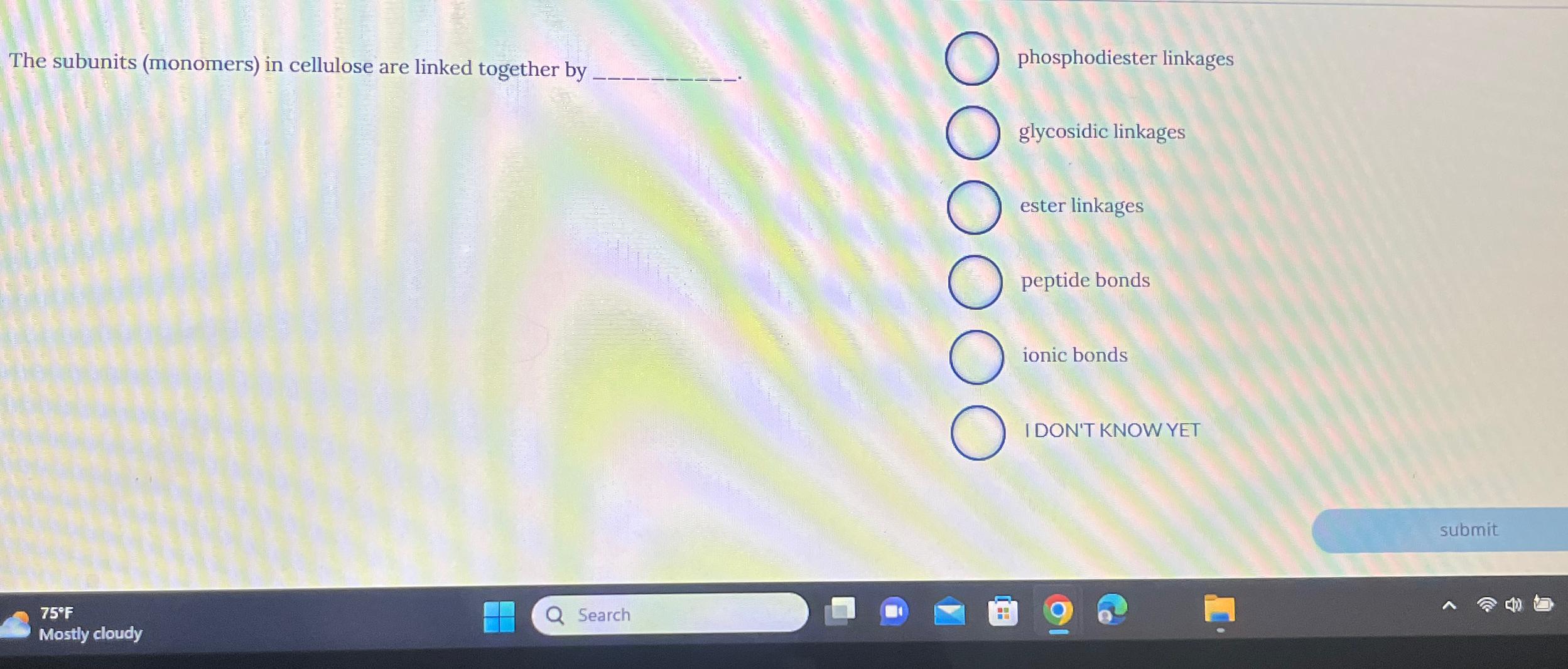 Solved The subunits (monomers) ﻿in cellulose are linked | Chegg.com