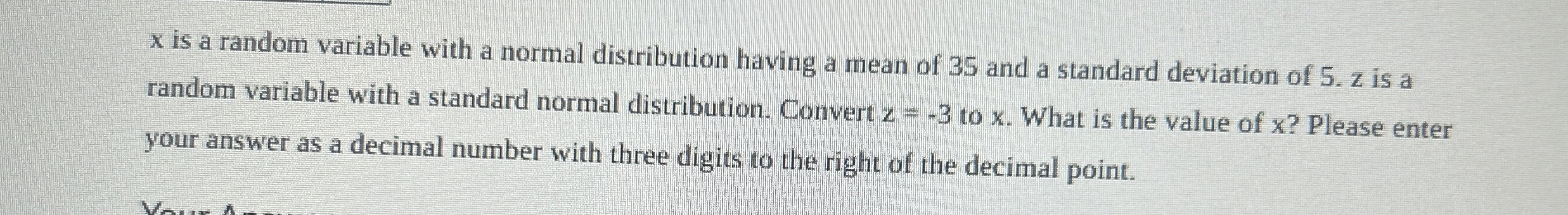 Solved x ﻿is a random variable with a normal distribution | Chegg.com