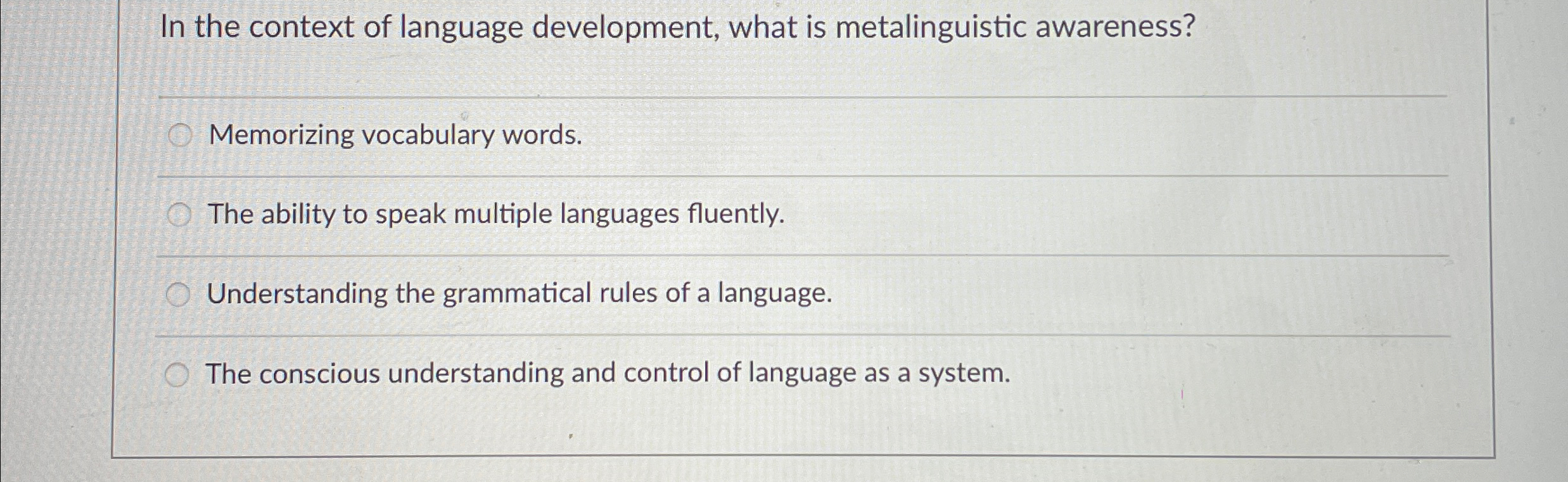 Solved In The Context Of Language Development What Is