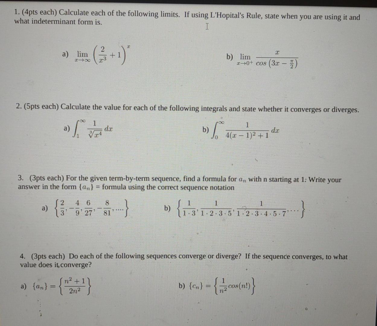 Solved 1. (4pts each) Calculate each of the following | Chegg.com