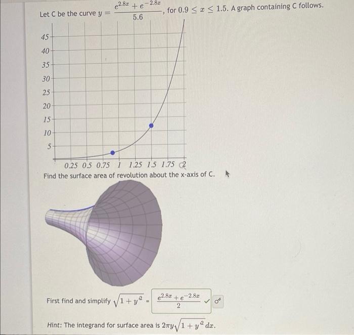 Solved 22.4x + e-243 Let C be the curve y = 4.8 for 0.3 | Chegg.com