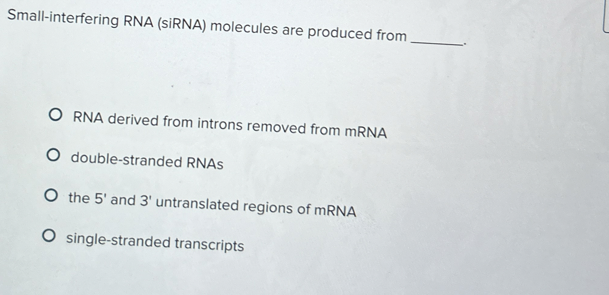 Solved Small-interfering RNA (siRNA) ﻿molecules are produced | Chegg.com