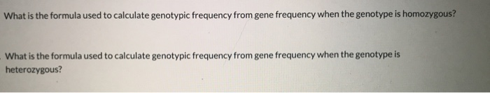 Solved What is the formula used to calculate genotypic | Chegg.com
