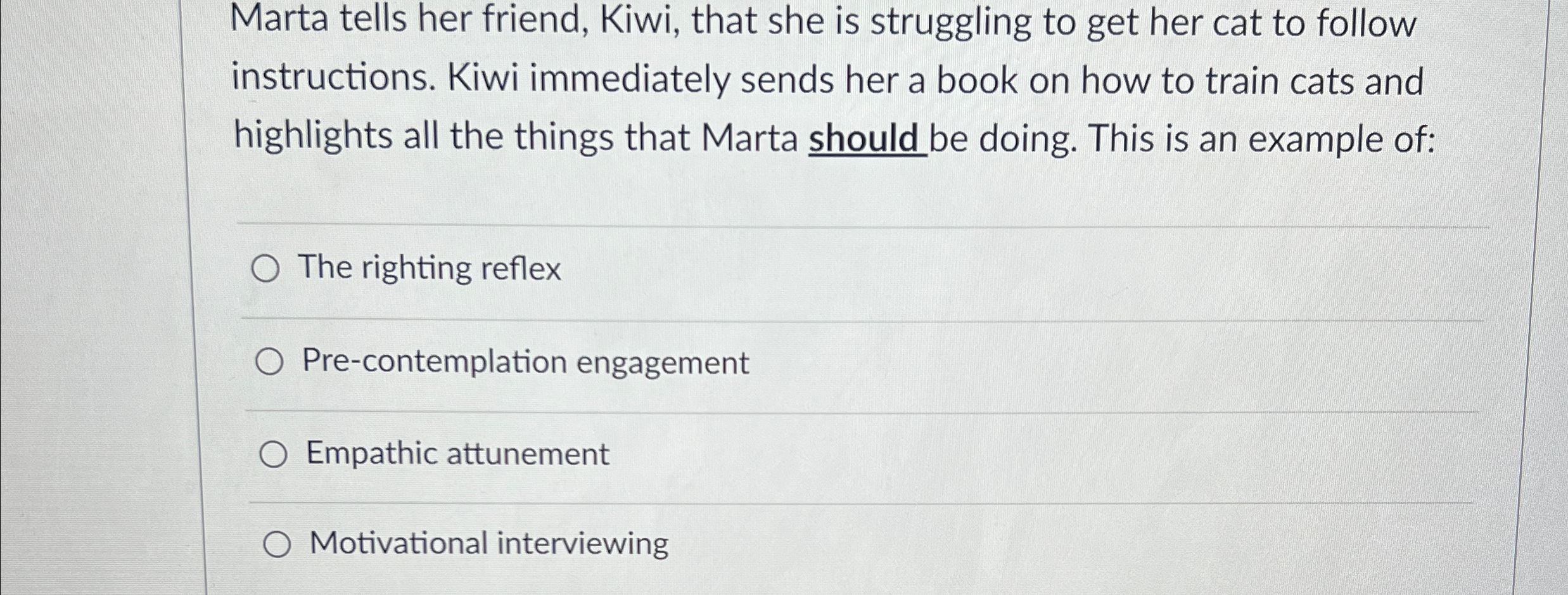 Solved Marta tells her friend, Kiwi, that she is struggling | Chegg.com