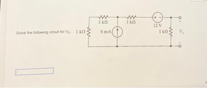 Solved Solve the following circuit for V0. | Chegg.com