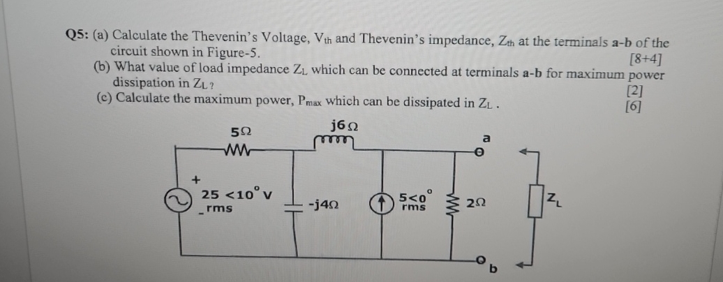 Solved Q5: (a) ﻿Calculate the Thevenin's Voltage, Vth ﻿and | Chegg.com