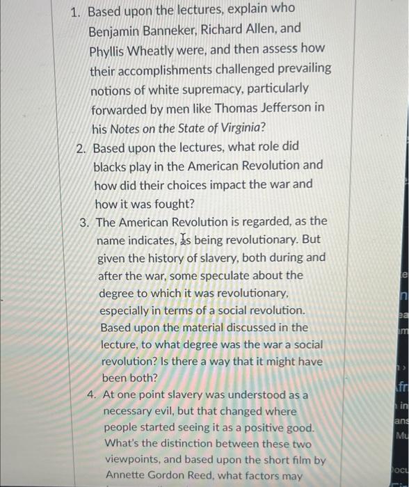 1. Based upon the lectures, explain who Benjamin | Chegg.com