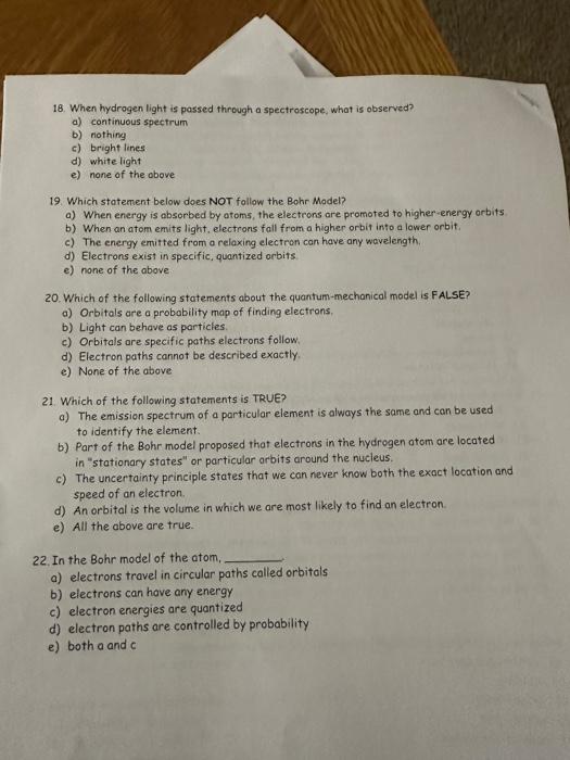 Solved 18. When hydrogen light is passed through a | Chegg.com