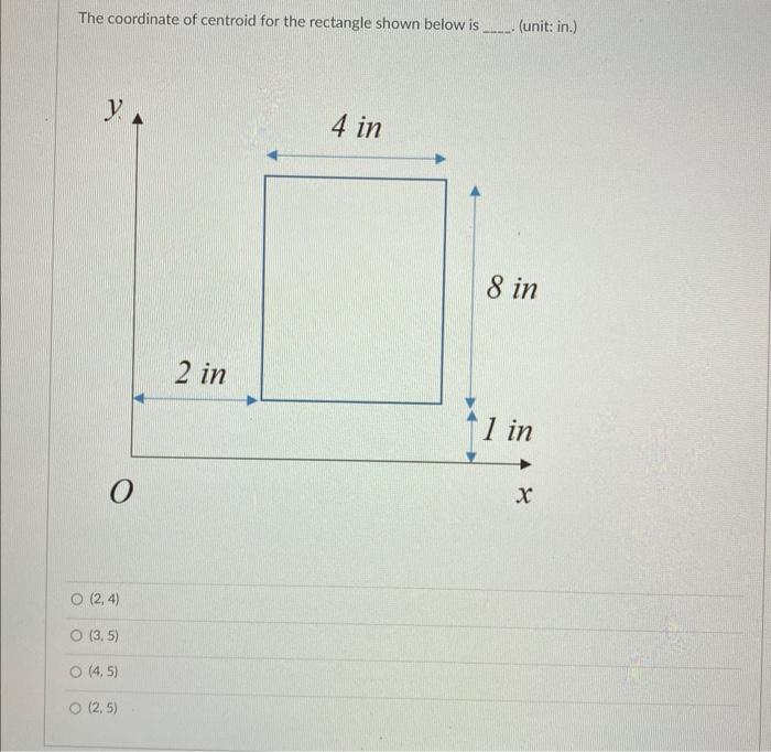 Solved The coordinate of centroid for the rectangle shown | Chegg.com