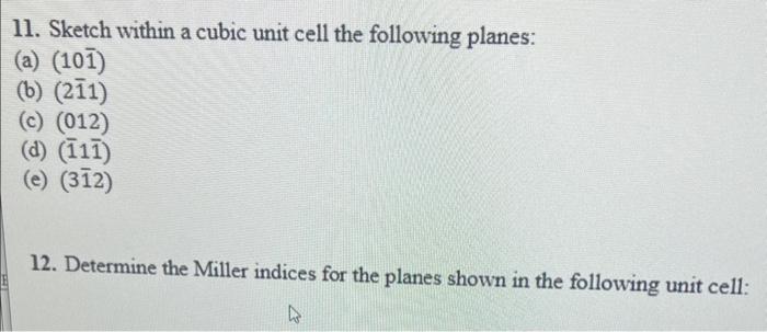 Solved 11. Sketch within a cubic unit cell the following | Chegg.com