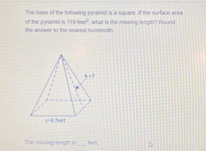Solved The base of the following pyramid is a square. If the | Chegg.com