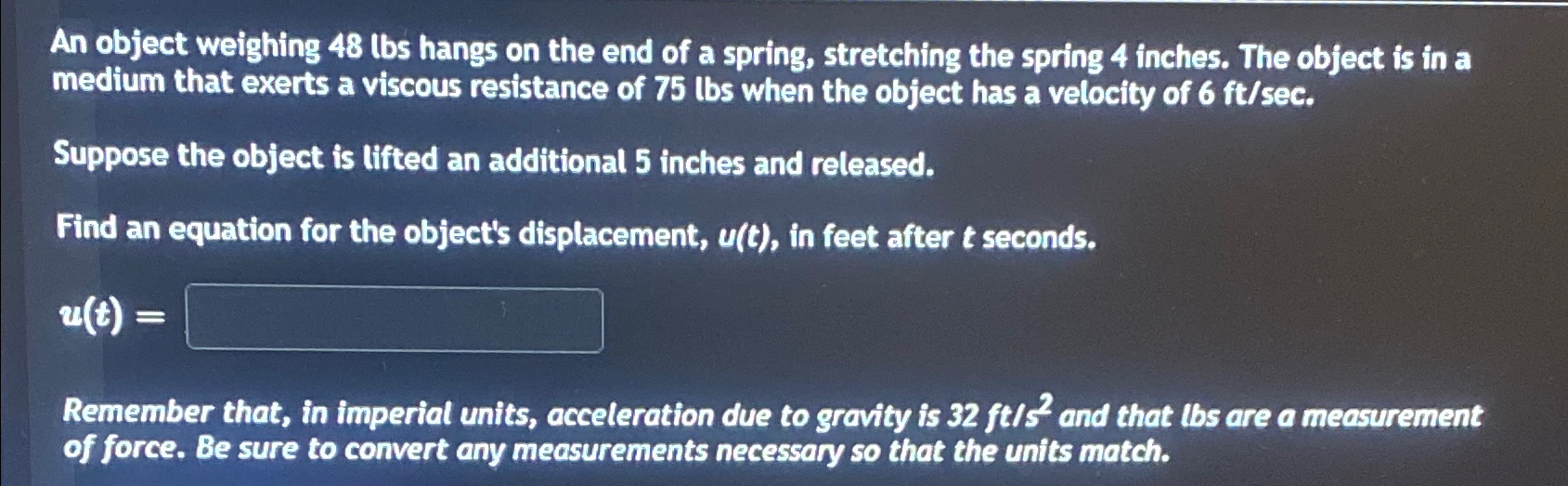 An object weighing 48 ﻿lbs hangs on the end of a | Chegg.com