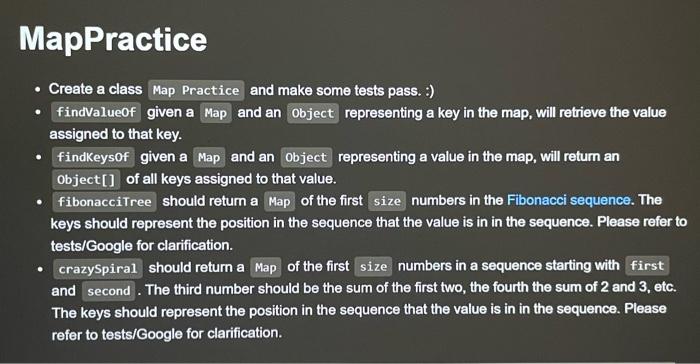 Solved import java.util.Map; public class MapPractice { | Chegg.com