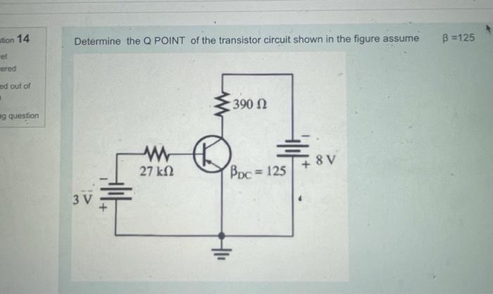 Solved Determine the Q POINT of the transistor circuit shown | Chegg.com