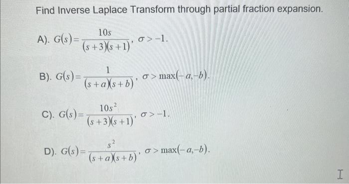 Solved Find Inverse Laplace Transform through partial | Chegg.com