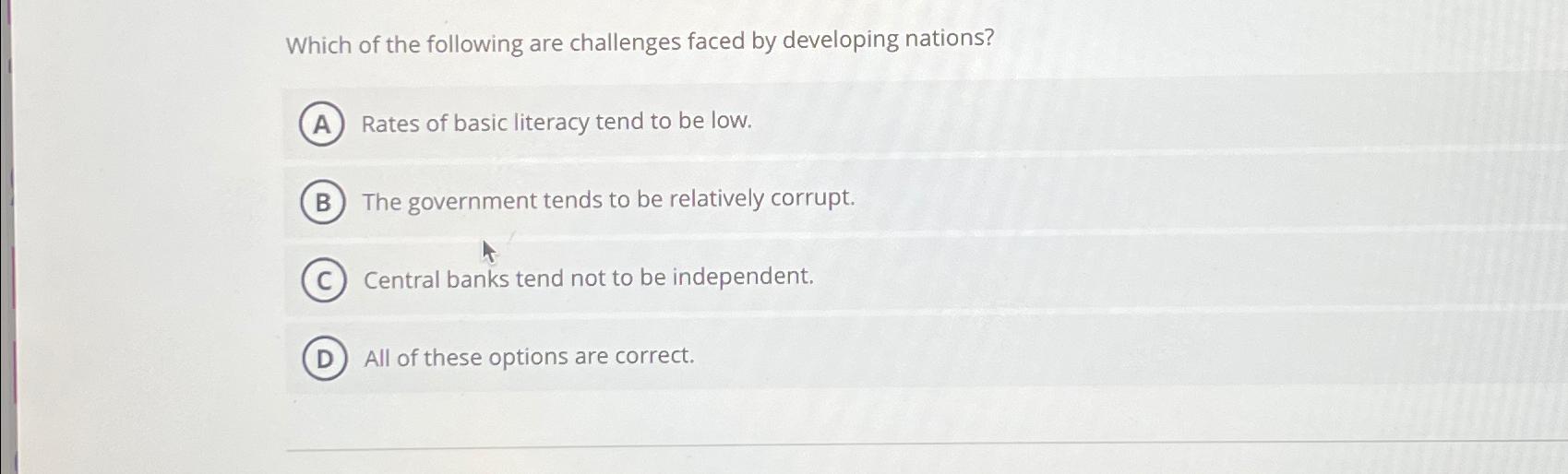 Solved Which of the following are challenges faced by | Chegg.com