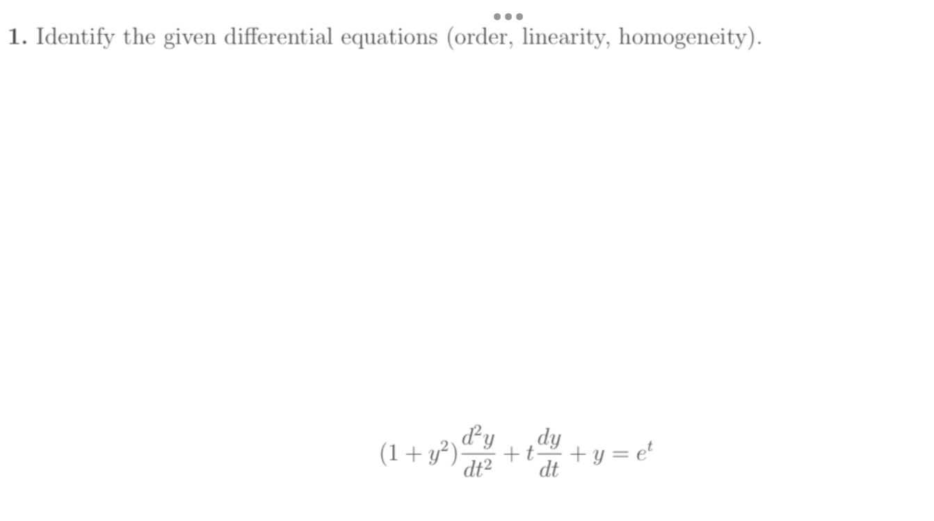 Solved Identify the given differential equations (order, | Chegg.com