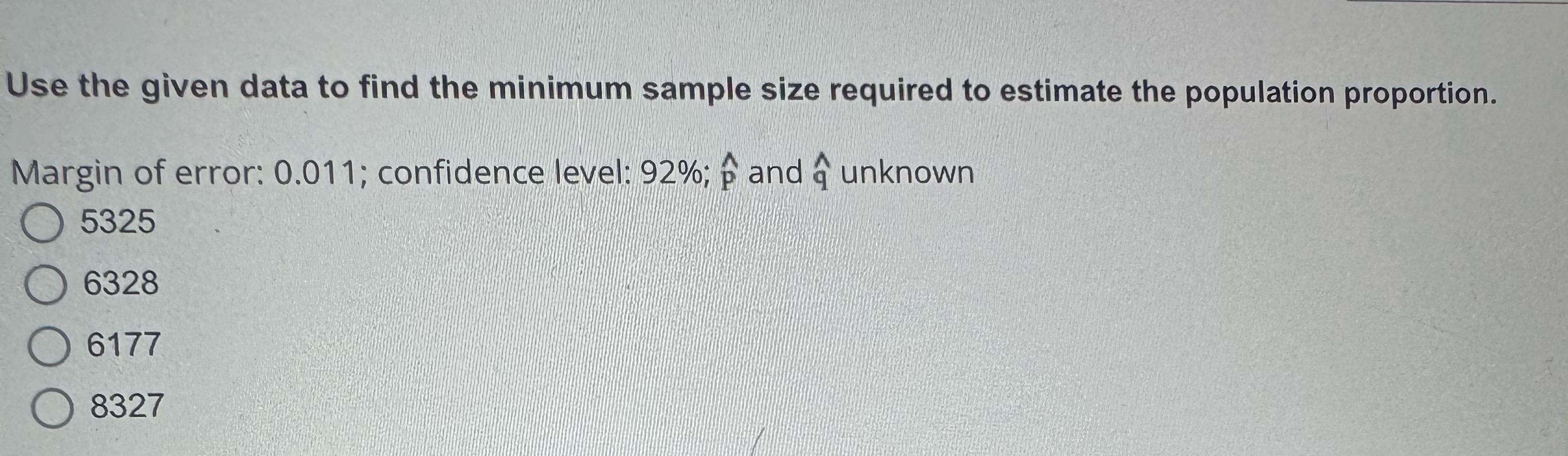 Solved Use the given data to find the minimum sample size | Chegg.com