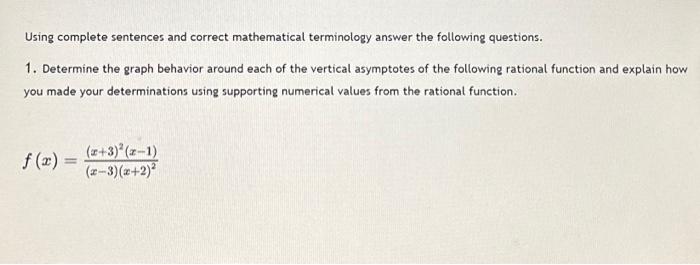 Solved Using complete sentences and correct mathematical | Chegg.com