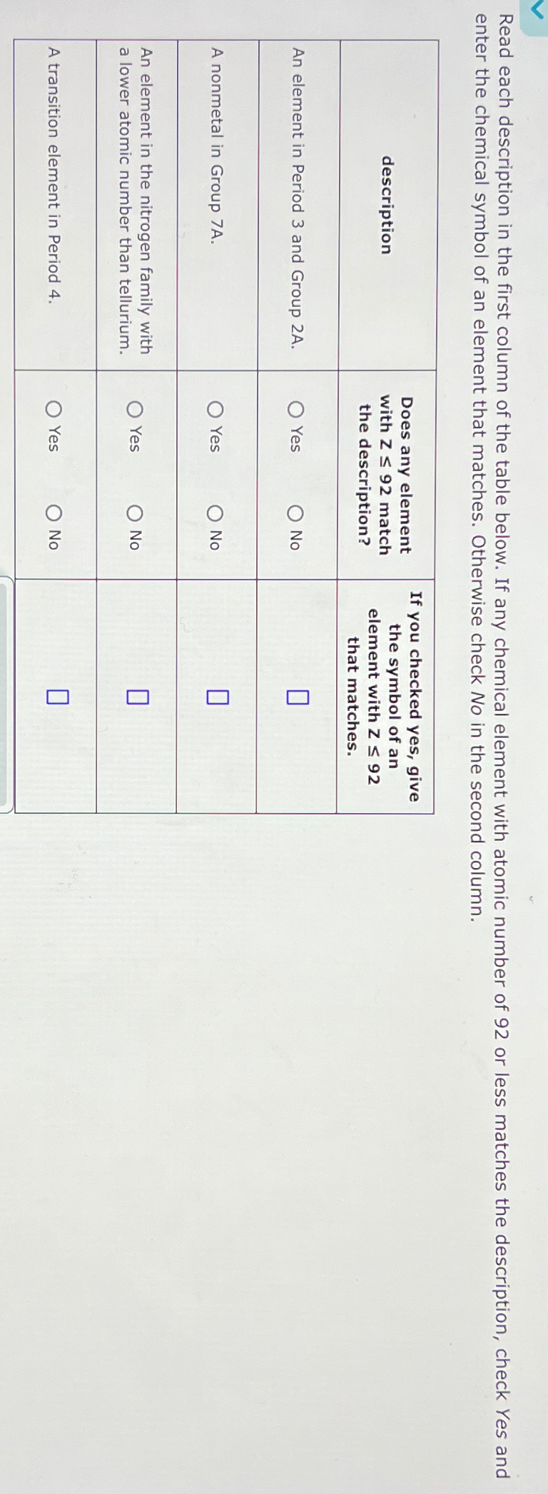Solved Read each description in the first column of the | Chegg.com