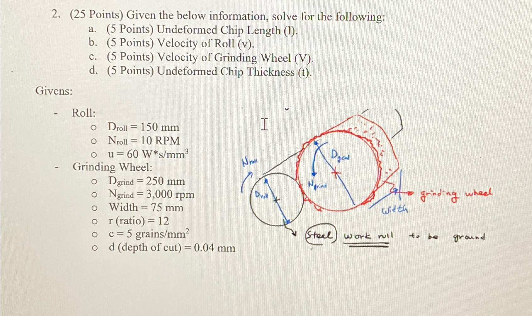 Solved (25 ﻿Points) ﻿Given the below information, solve for | Chegg.com