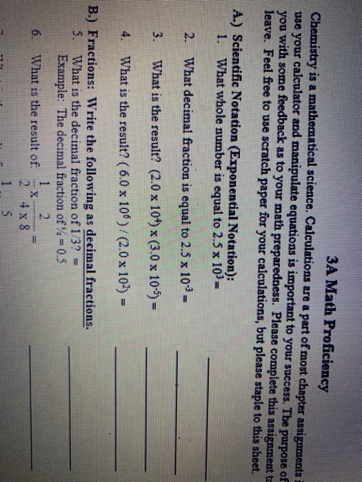 3A Math Proficiency Chemistry is a mathematical | Chegg.com