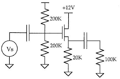 The source follower shown uses a MOSFET with 100 | Chegg.com