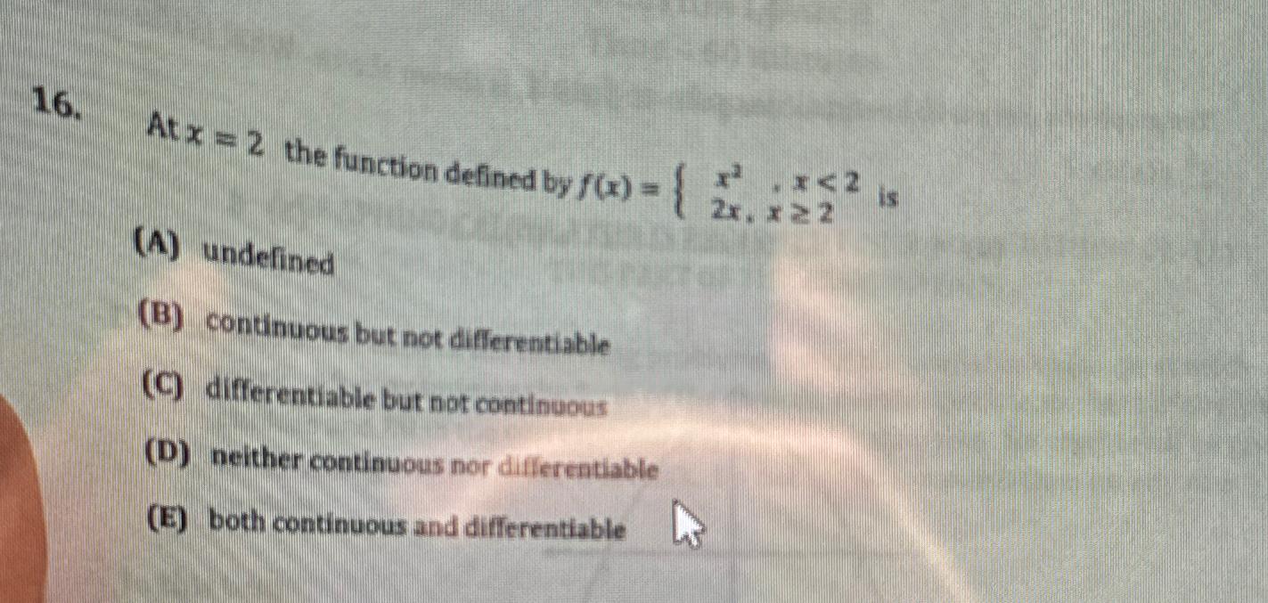 Solved At x=2 ﻿the function defined by f(x)={x2,x