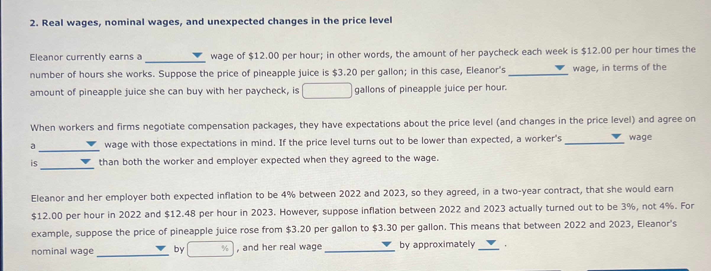 Solved Real wages, nominal wages, and unexpected changes in | Chegg.com
