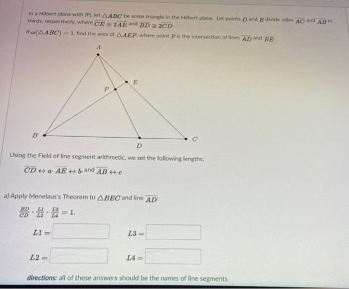 Solved In a Hilbert plane with (P), let AABC be some | Chegg.com Solved In a Hilbert plane with (P), let AABC be some | Chegg.com