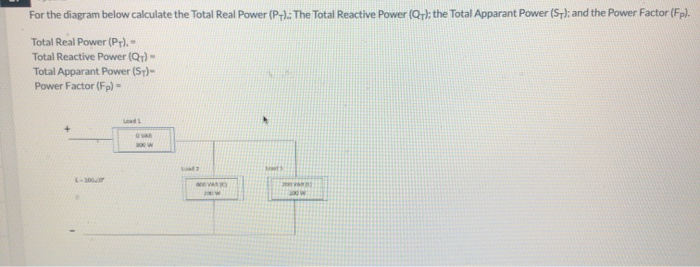 Solved For the diagram below calculate the Total Real Power | Chegg.com