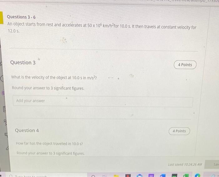 Solved Questions 3 6 An Object Starts From Rest And