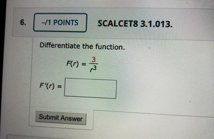 Solved -/1 POINTS SCALCET8 3.1.013. Differentiate the | Chegg.com