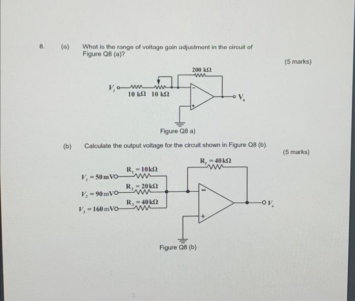 Solved What is the range of voltage gain adjustment in the | Chegg.com