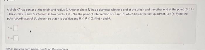 Solved A circle C has center at the origin and radius 9 . | Chegg.com