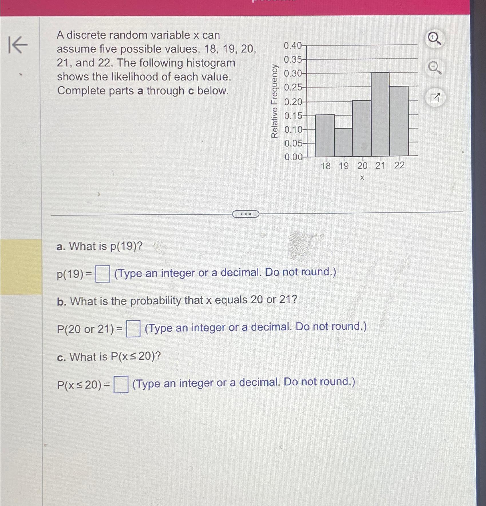 Solved A discrete random variable x ﻿can assume five | Chegg.com