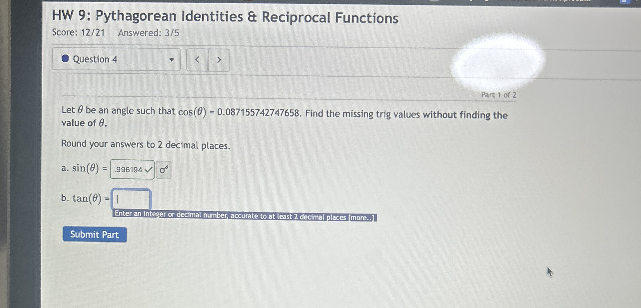 Solved HW 9: Pythagorean Identities & Reciprocal | Chegg.com