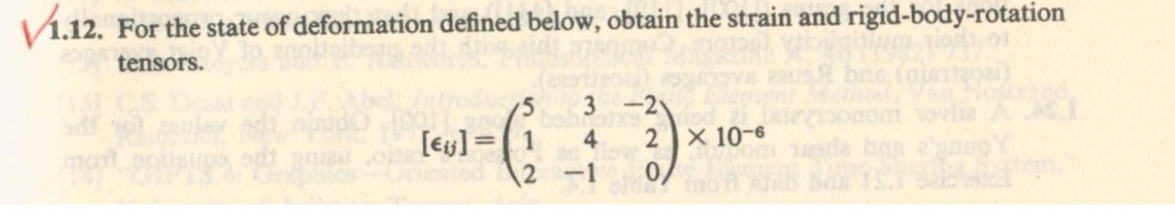 Solved 1.12. ﻿For the state of deformation defined below, | Chegg.com