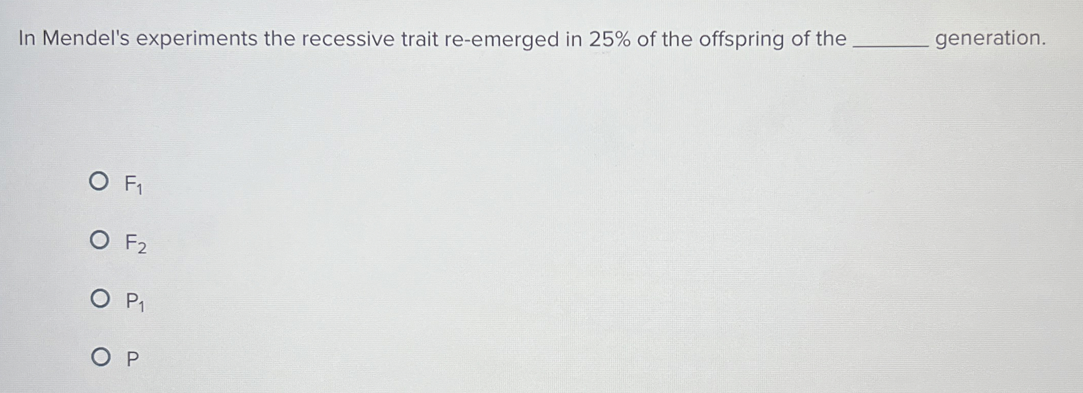 Solved In Mendel's experiments the recessive trait | Chegg.com