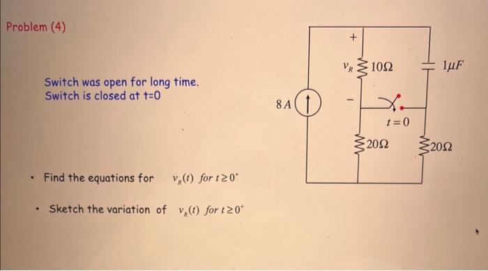 Solved Switch was open for long time. Switch is closed at | Chegg.com