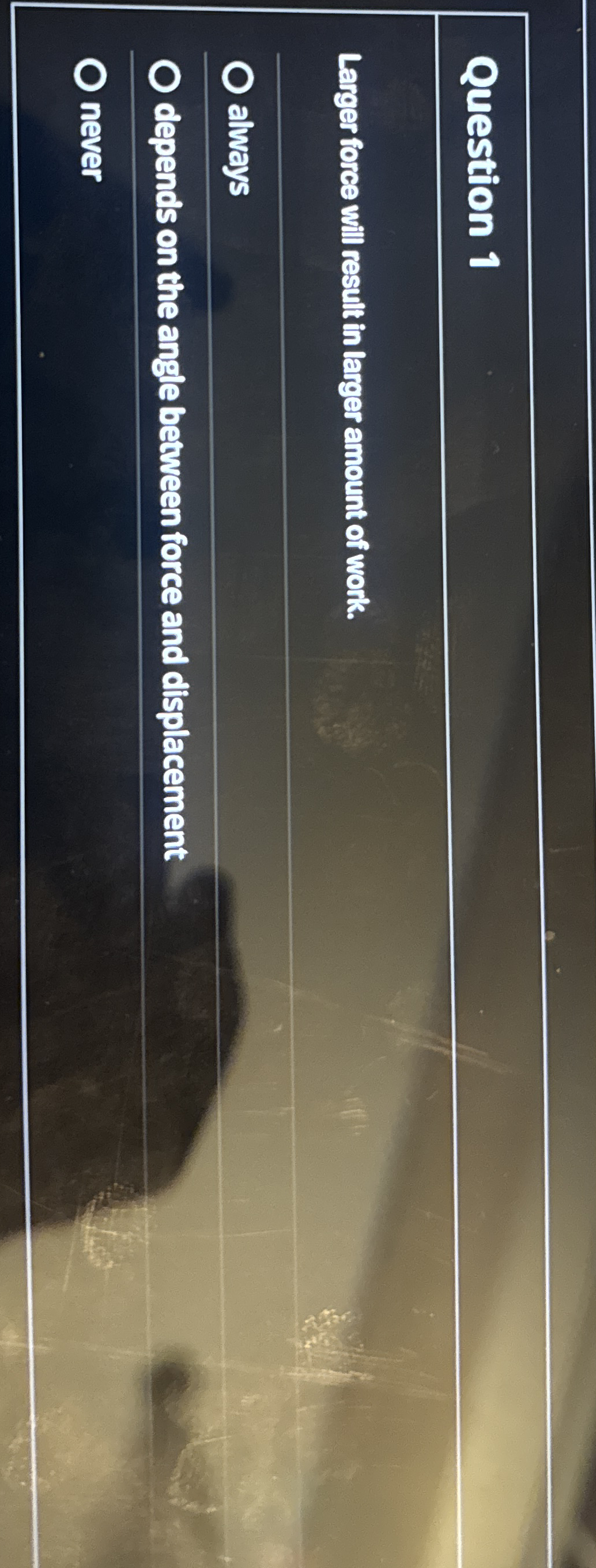 Solved Question 1Larger force will result in larger amount | Chegg.com
