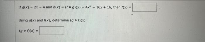 Solved Use the functions f(x)=2x+7 and g(x)=8x2 to calculate | Chegg.com