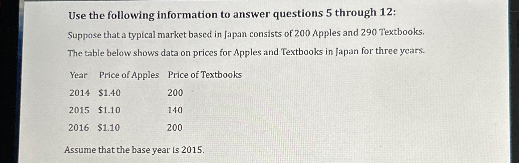 Solved Use the following information to answer questions 5 | Chegg.com