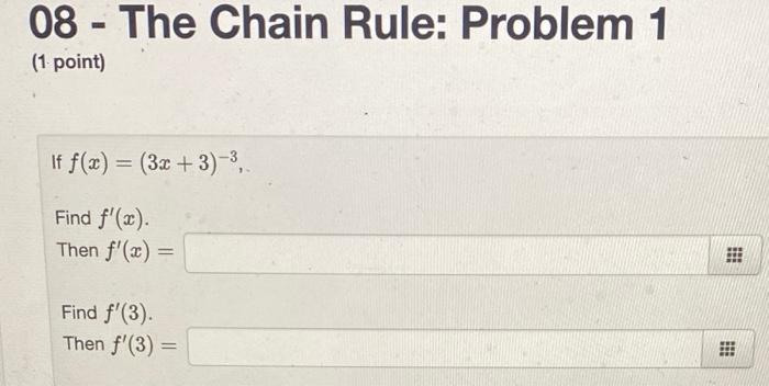 Solved 08 - The Chain Rule: Problem 1 (1 point) If | Chegg.com