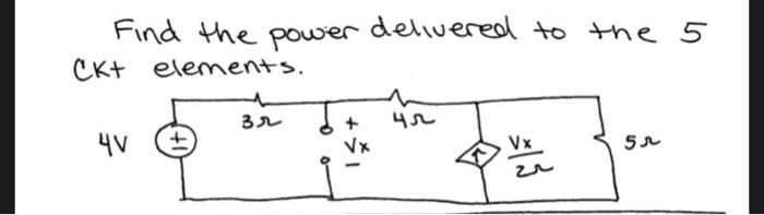 Solved Find the power delivered to the 5 Ckt elements. | Chegg.com