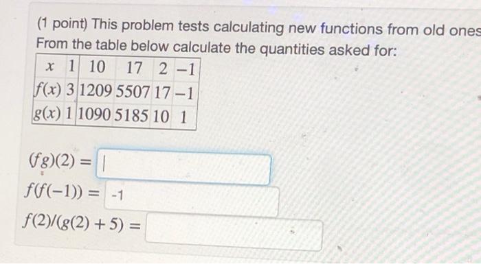 Solved (1 point) This problem tests calculating new | Chegg.com