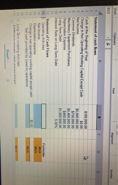Solved Excel Online Structured Activity: Statement of cash | Chegg.com
