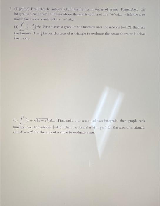 Solved 3. ( 3 points) Evaluate the integrals by interpreting | Chegg.com