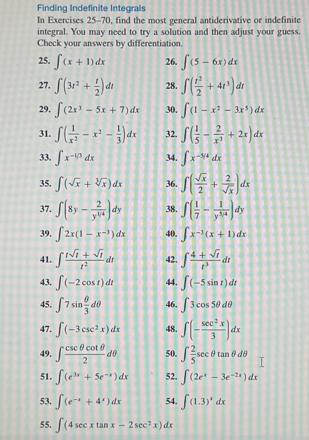 Solved Finding Indefinite IntegralsIn Exercises 25-70, ﻿find | Chegg.com