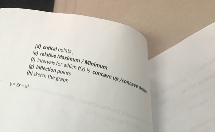 Solved (d) critical points, (e) relative Maximum/Minimum (f) | Chegg.com